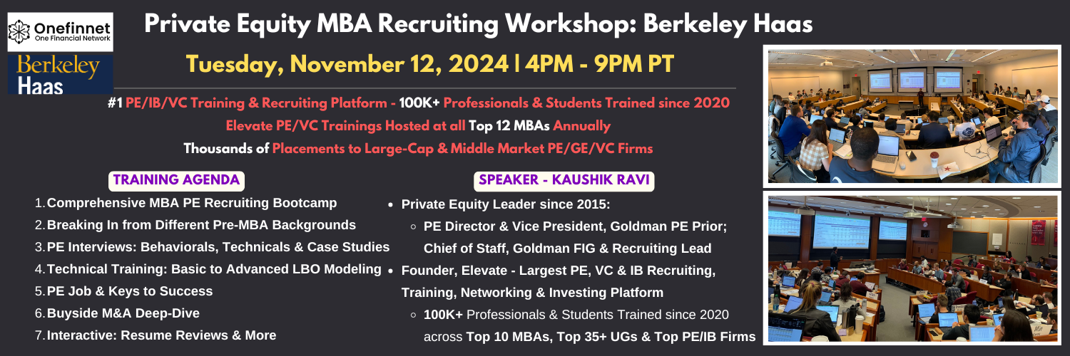 Onefinnet @ Berkeley Haas MBA: Private Equity Recruiting & Technical ...