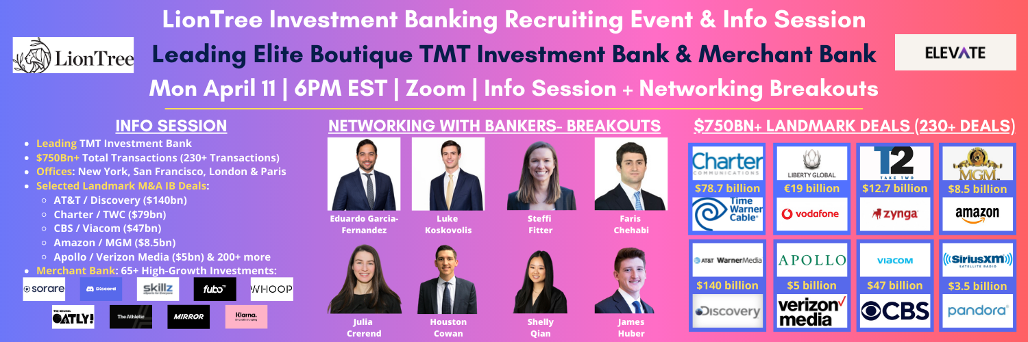 LionTree Investment Banking Recruiting & Info Session | Onefinnet ...
